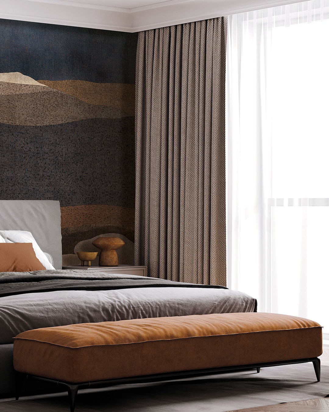 Papier peint panoramique sur mesure style paysage texturé.